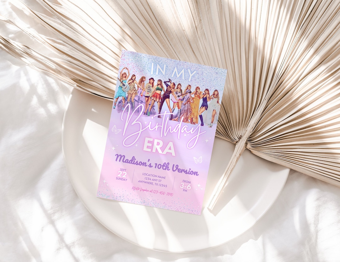Editable Trendy Taylor Birthday Digital Invite in My Birthday Era ...