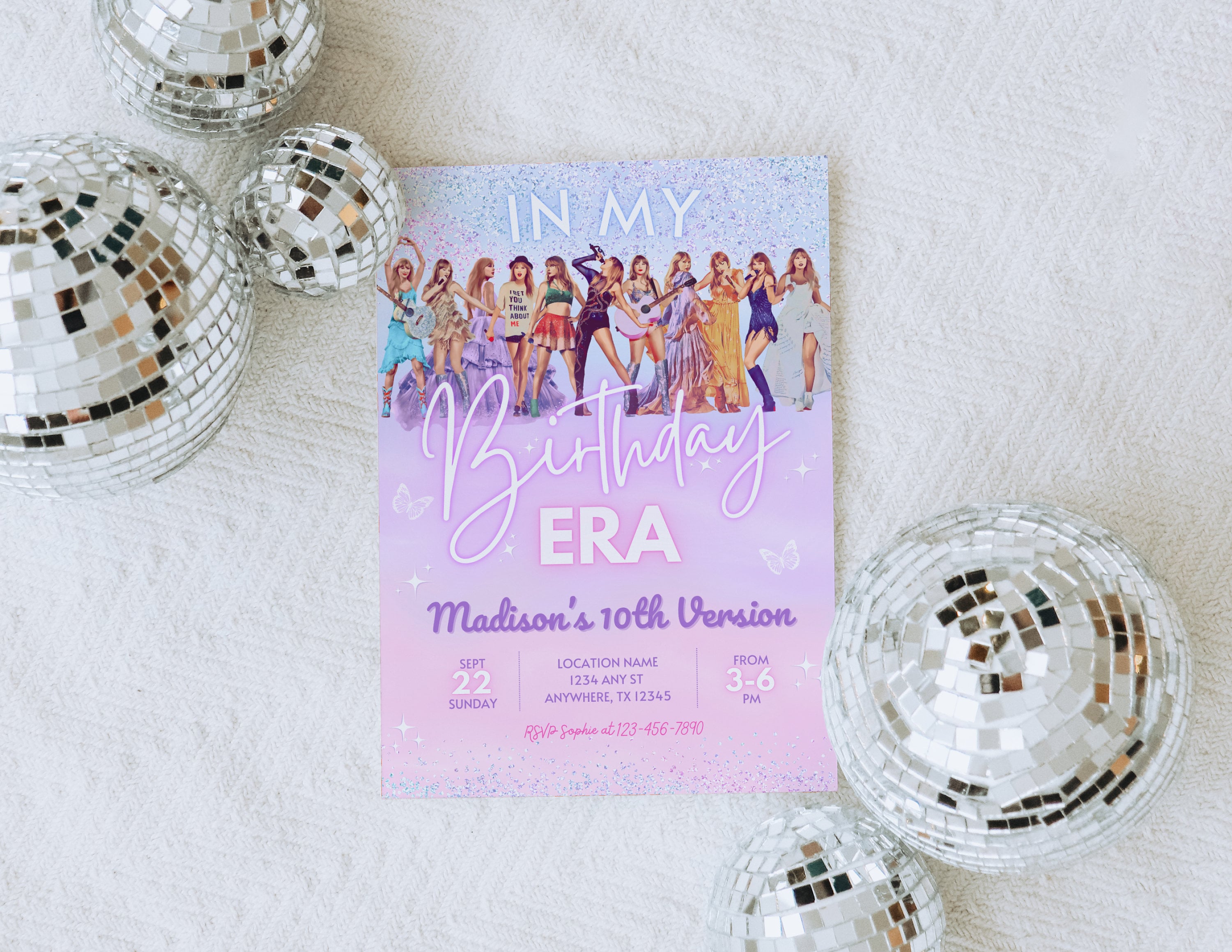 Editable Trendy Taylor Birthday Digital Invite in My Birthday Era ...