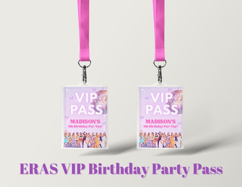 VIP Party Pass Badge Editable in My Birthday Era Party Pass Trendy ...