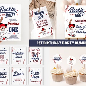 Editable Rookie of the Year FIRST BIRTHDAY Party Bundle Baseball 1st ...