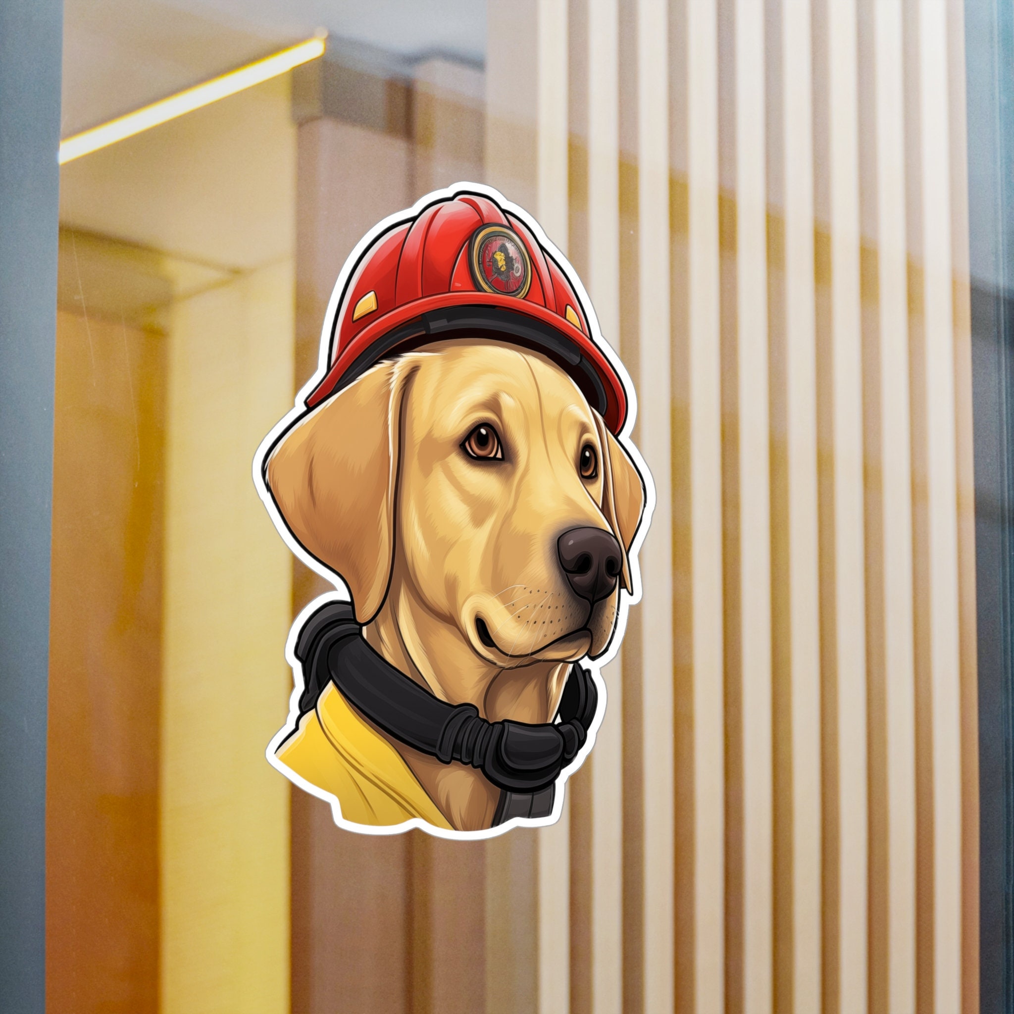 Firefighter Yellow Lab Sticker Fire Dept Dog Decal - Etsy UK