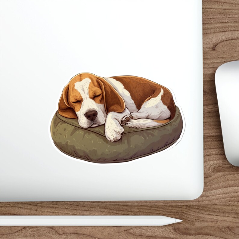 Sleeping Beagle Sticker Cute Dog Decal Pet Bed Vinyl Peaceful Puppy ...