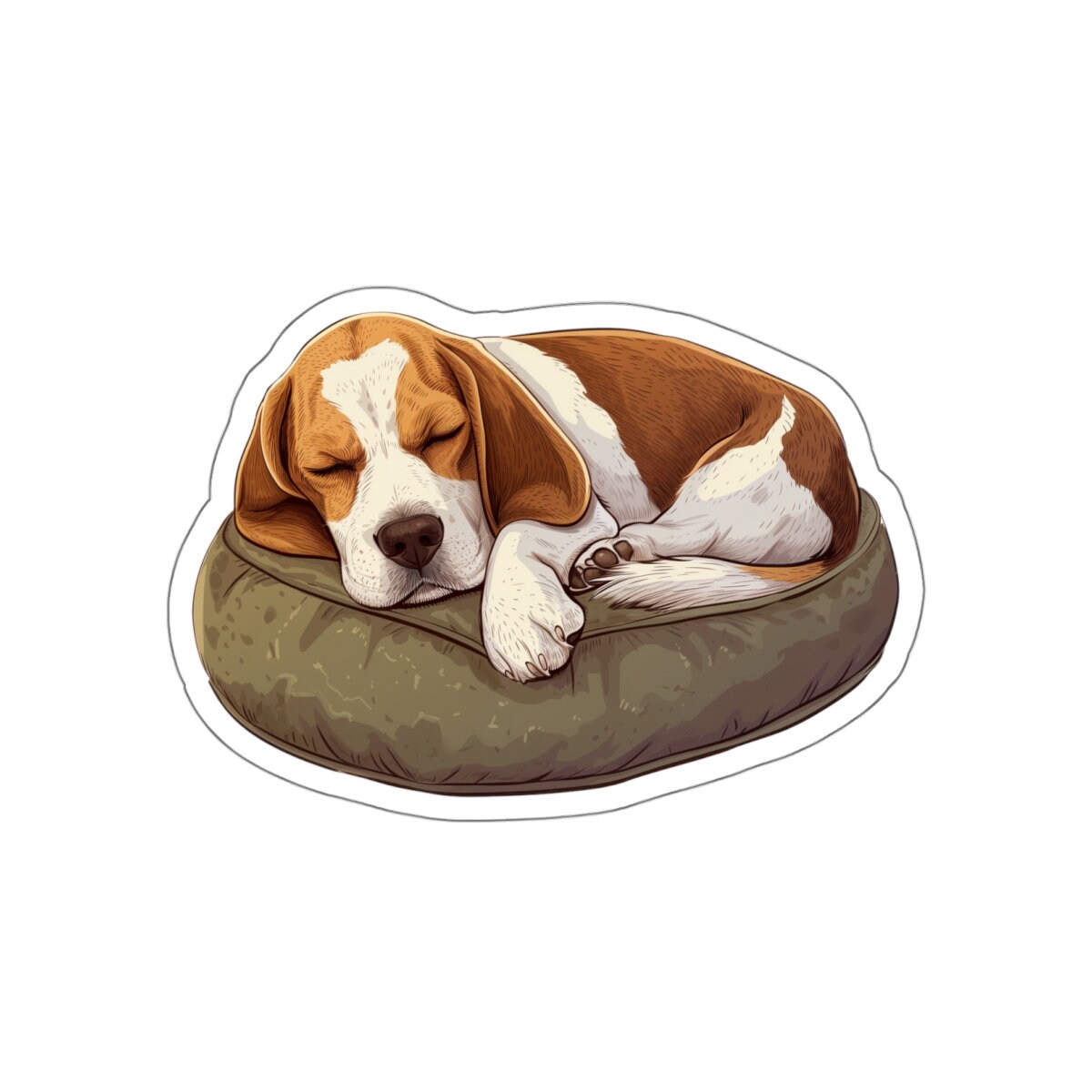 Sleeping Beagle Sticker Cute Dog Decal Pet Bed Vinyl Peaceful Puppy ...