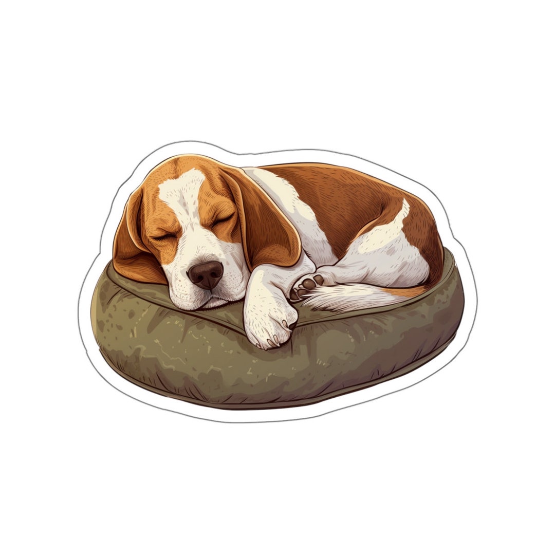 Sleeping Beagle Sticker Cute Dog Decal Pet Bed Vinyl Peaceful Puppy ...