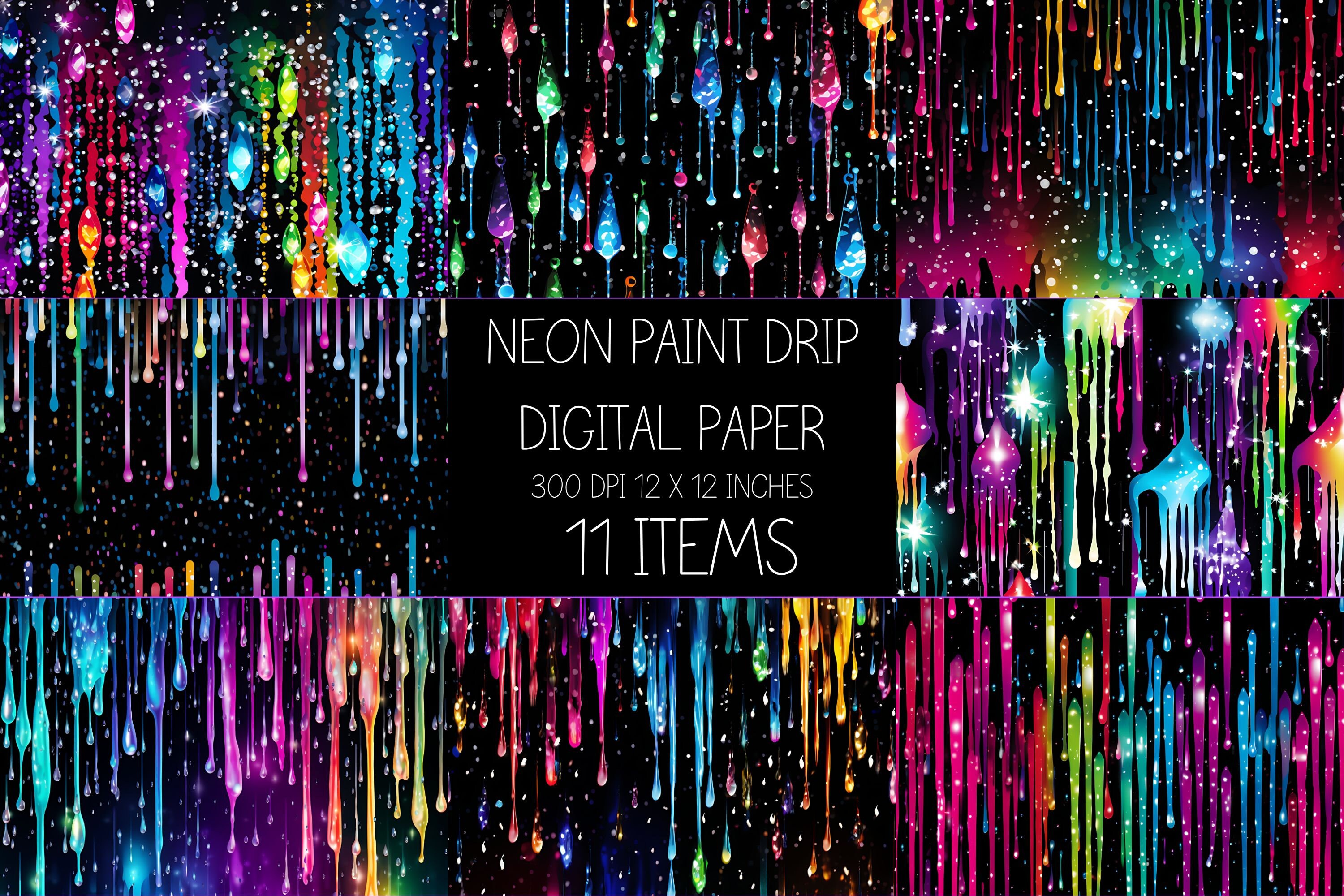 Neon Paint Drip | Digital Paper | 11 Different Images - Etsy