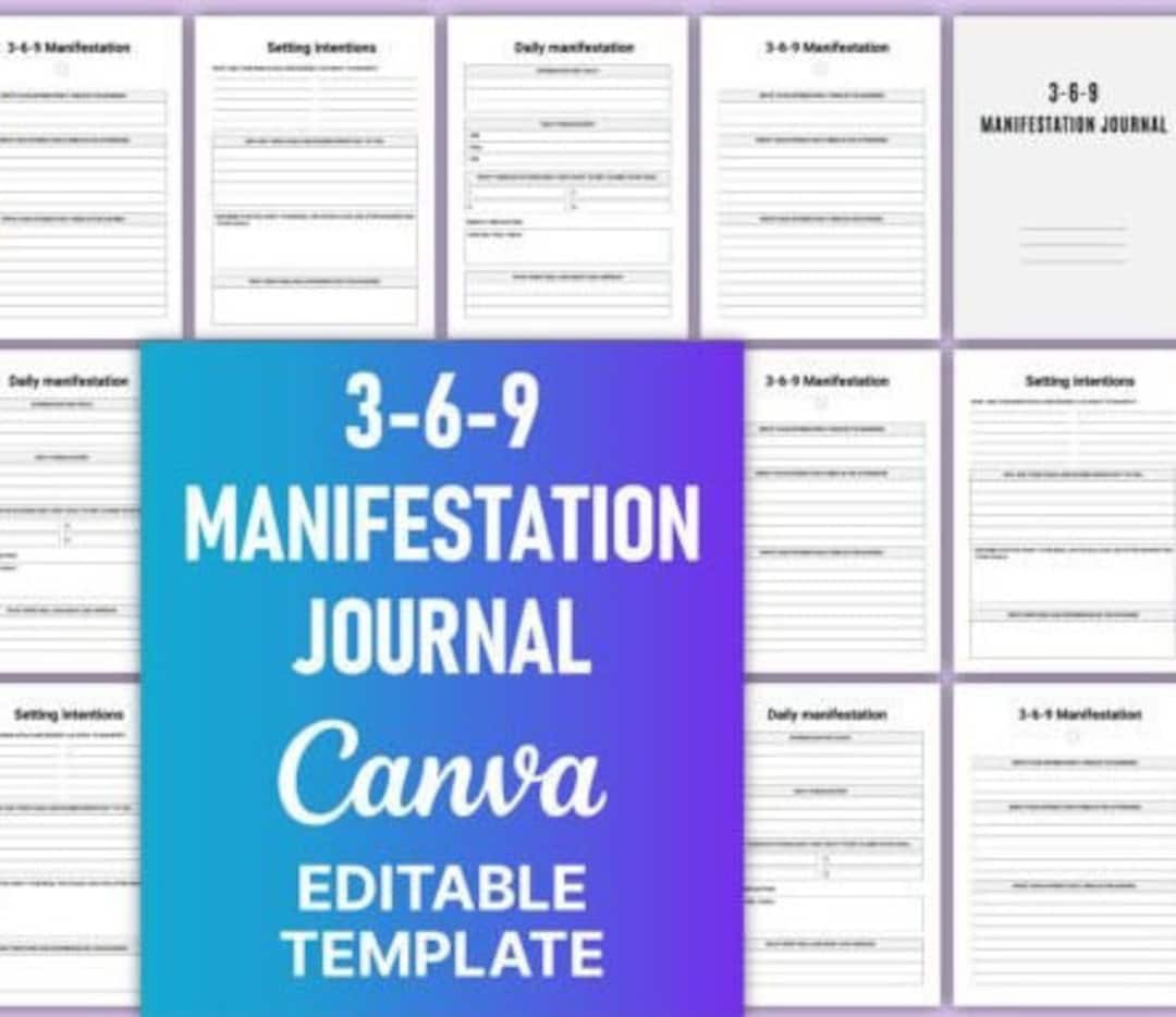 3-6-9 Manifestation Journal Template - Canva Editable | Law of ...