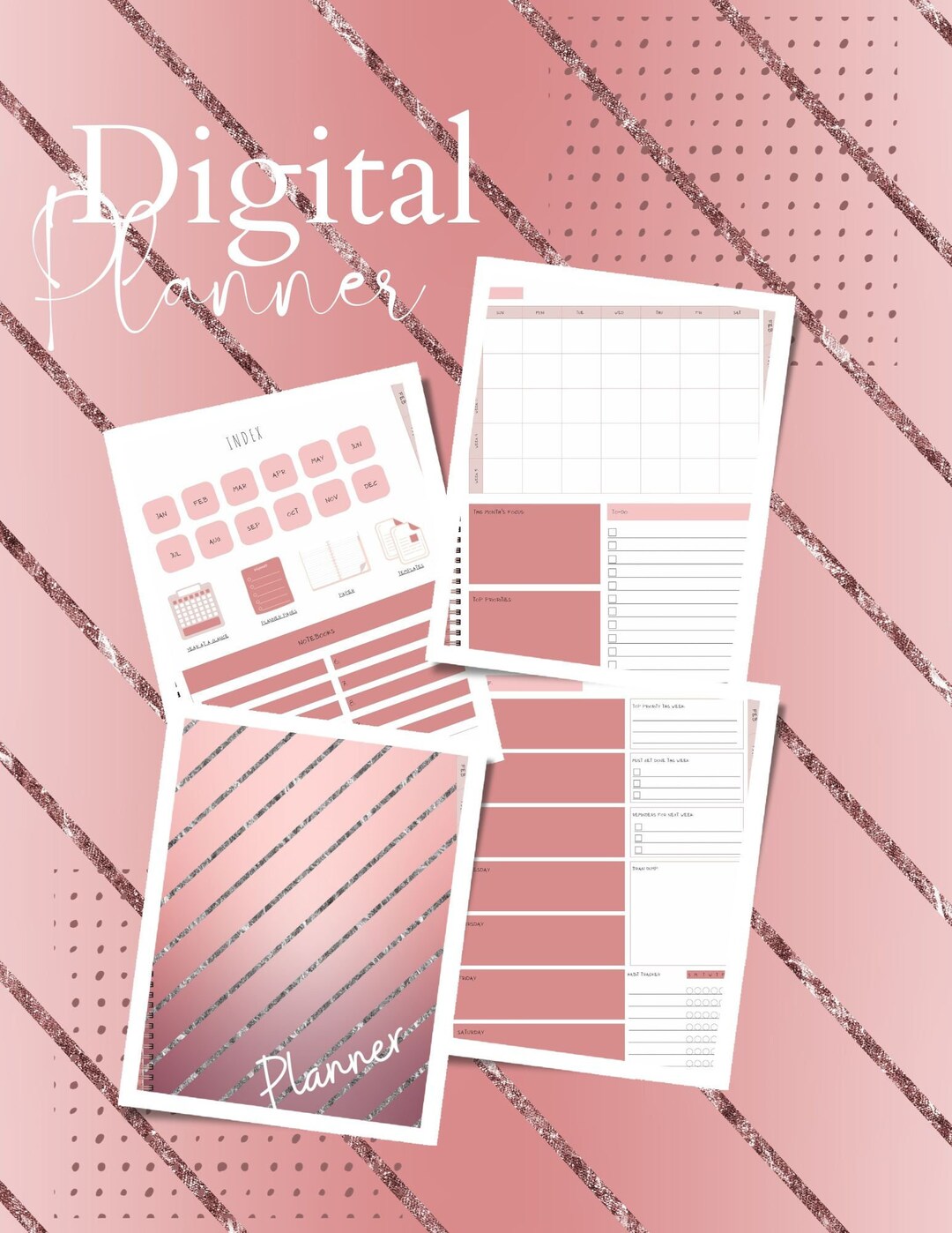 Elegant Rose Gold Digital Planner Chic & Functional Organizing Tool - Etsy