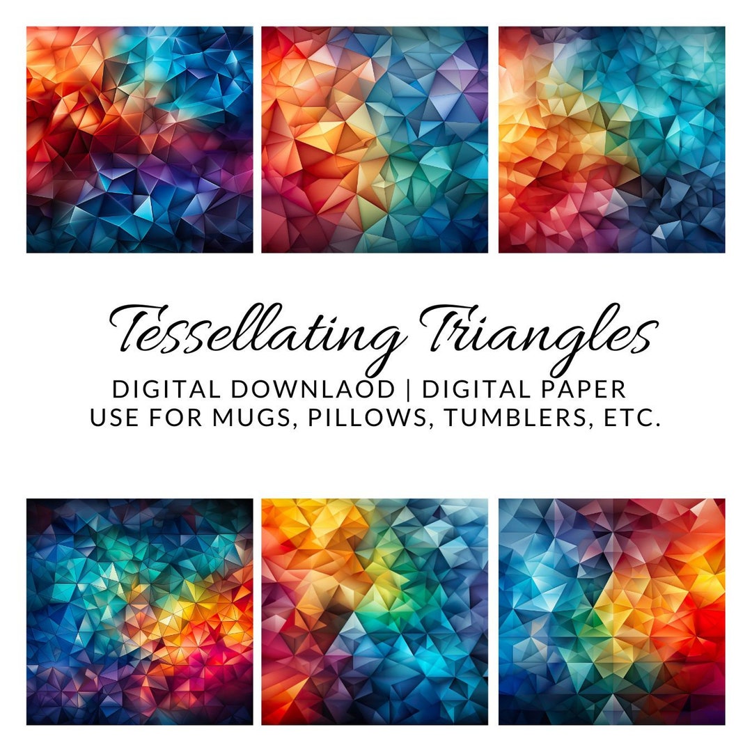 Rainbow Tessellating Triangles - 10 Digital Images Bundle for Versatile ...