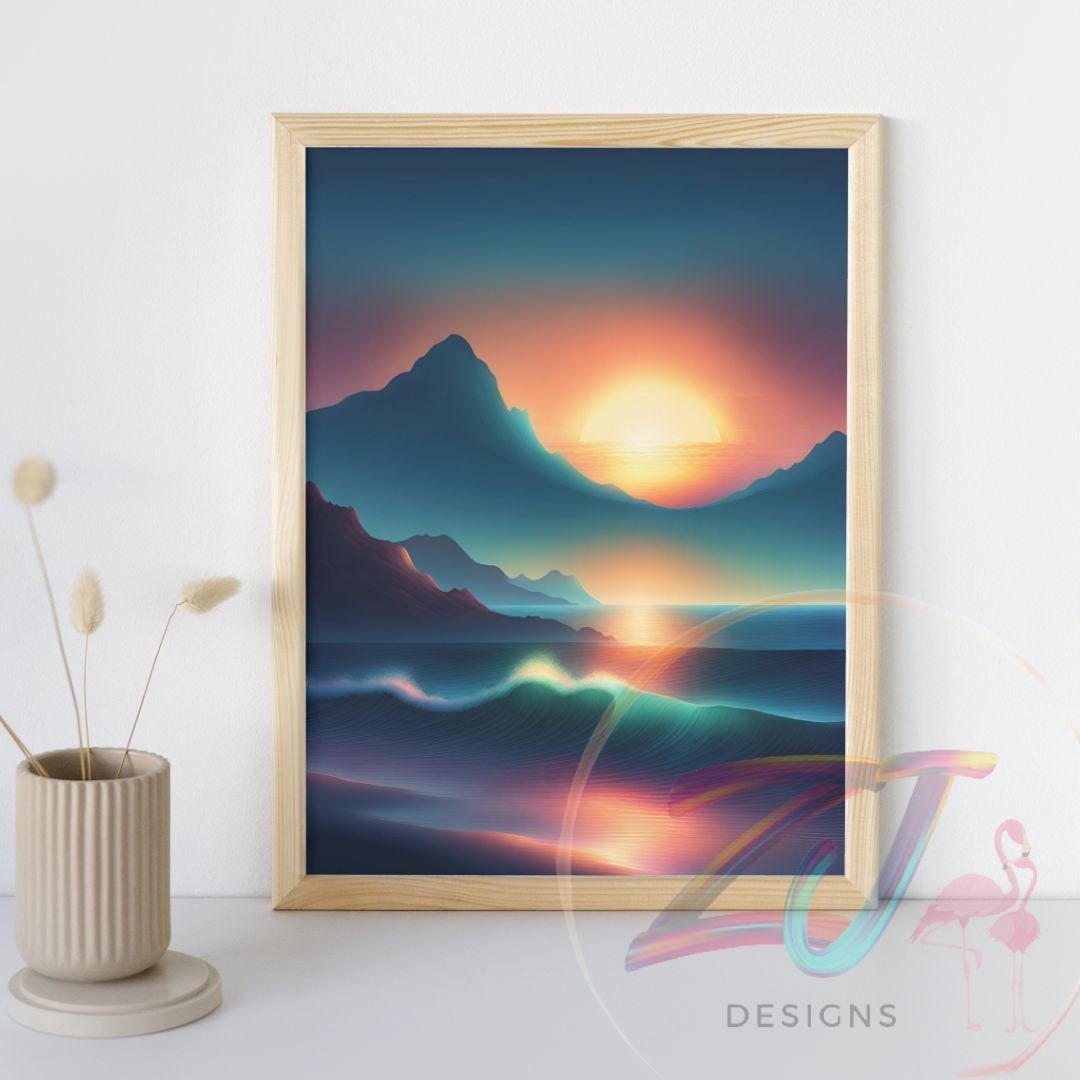 Ocean Sunset | Set of 3 Digital Poster Art Collection - Instant ...