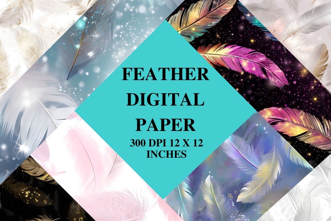 Feather Digital Papers - Set of 10 Boho-inspired Backgrounds for ...