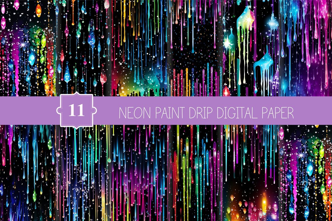 Neon Paint Drip | Digital Paper | 11 Different Images - Etsy