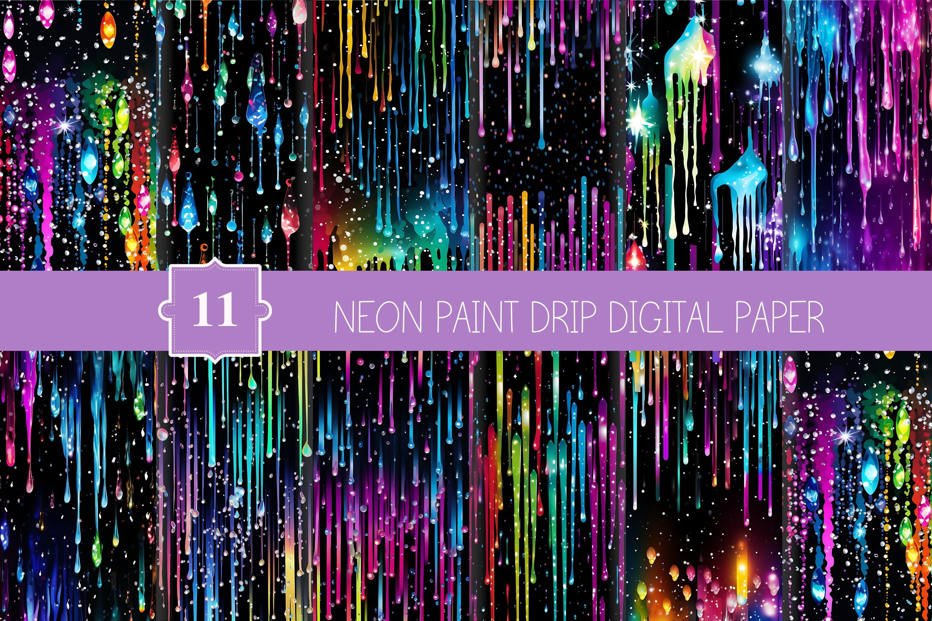 Neon Paint Drip | Digital Paper | 11 Different Images - Etsy