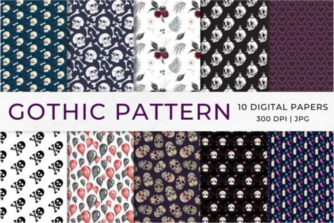 10-piece Gothic Digital Paper Download | Instant Printable Designs - Etsy
