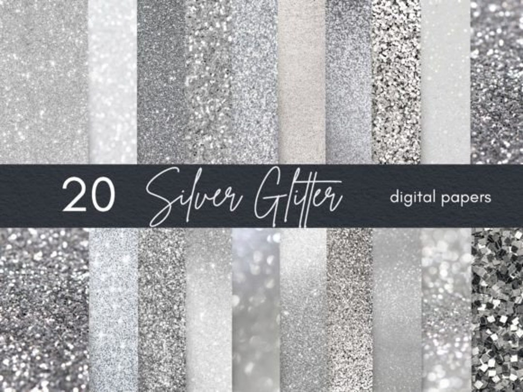 20 Pack Silver Glitter Digital Paper - Etsy