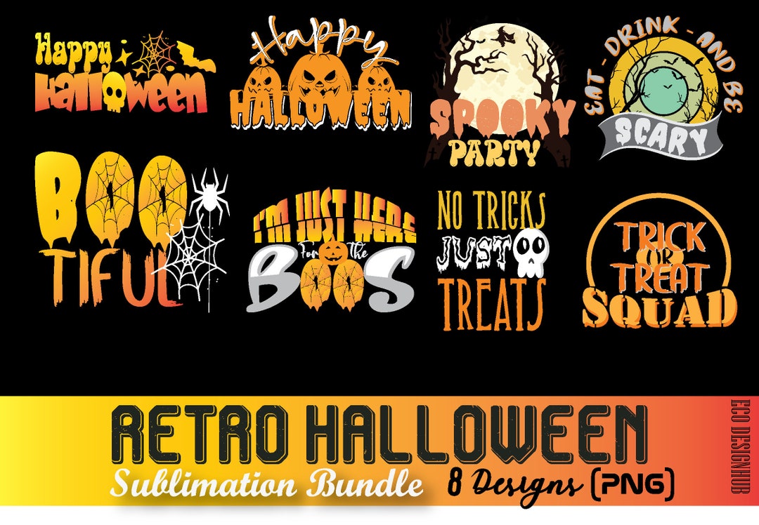 Retro Halloween PNG Sublimation Bundle - Vintage-inspired Halloween ...