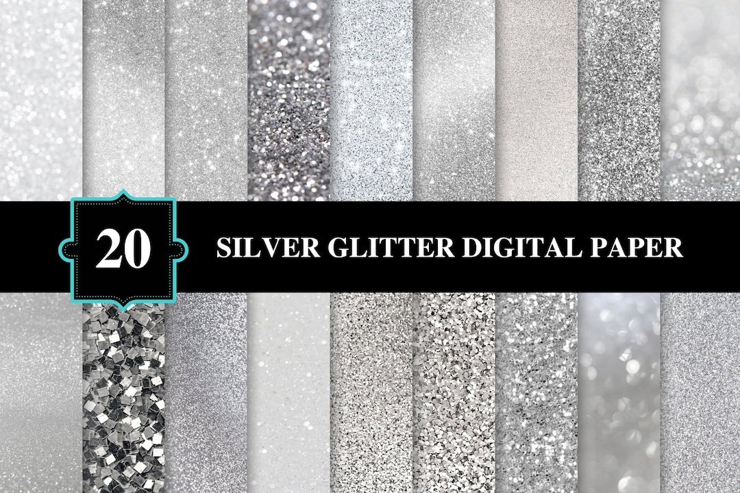 20 Pack Silver Glitter Digital Paper - Etsy