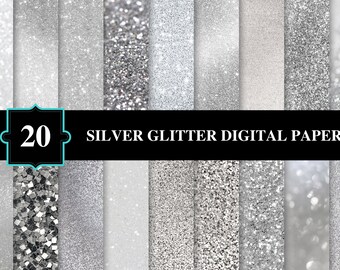 Silver Glitter-digital Paper - Etsy