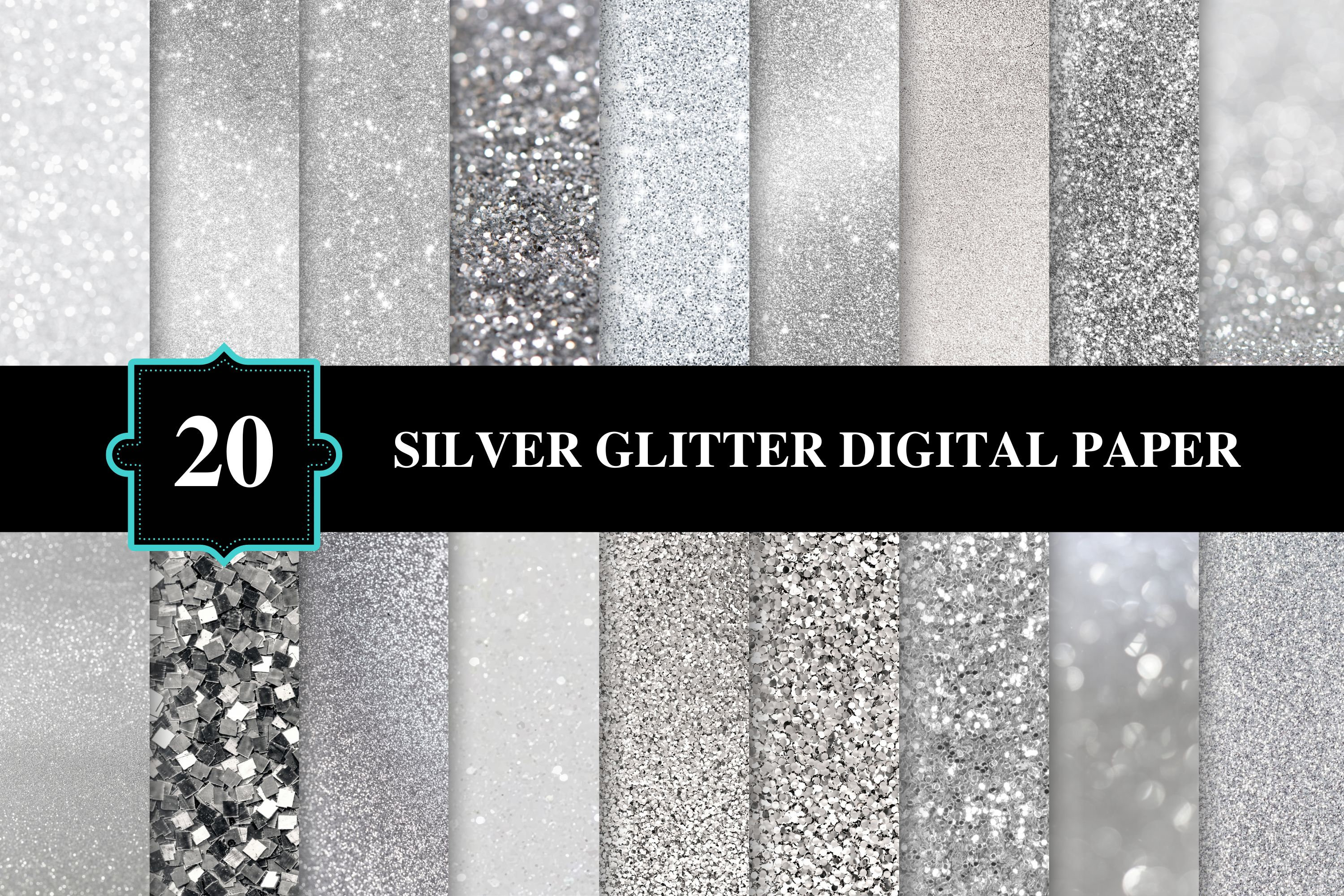 20 Pack Silver Glitter Digital Paper - Etsy