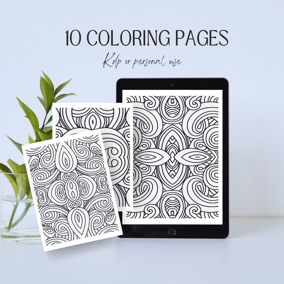 10 Page Printable Pattern Coloring Pages Book - Ideal for KDP or ...