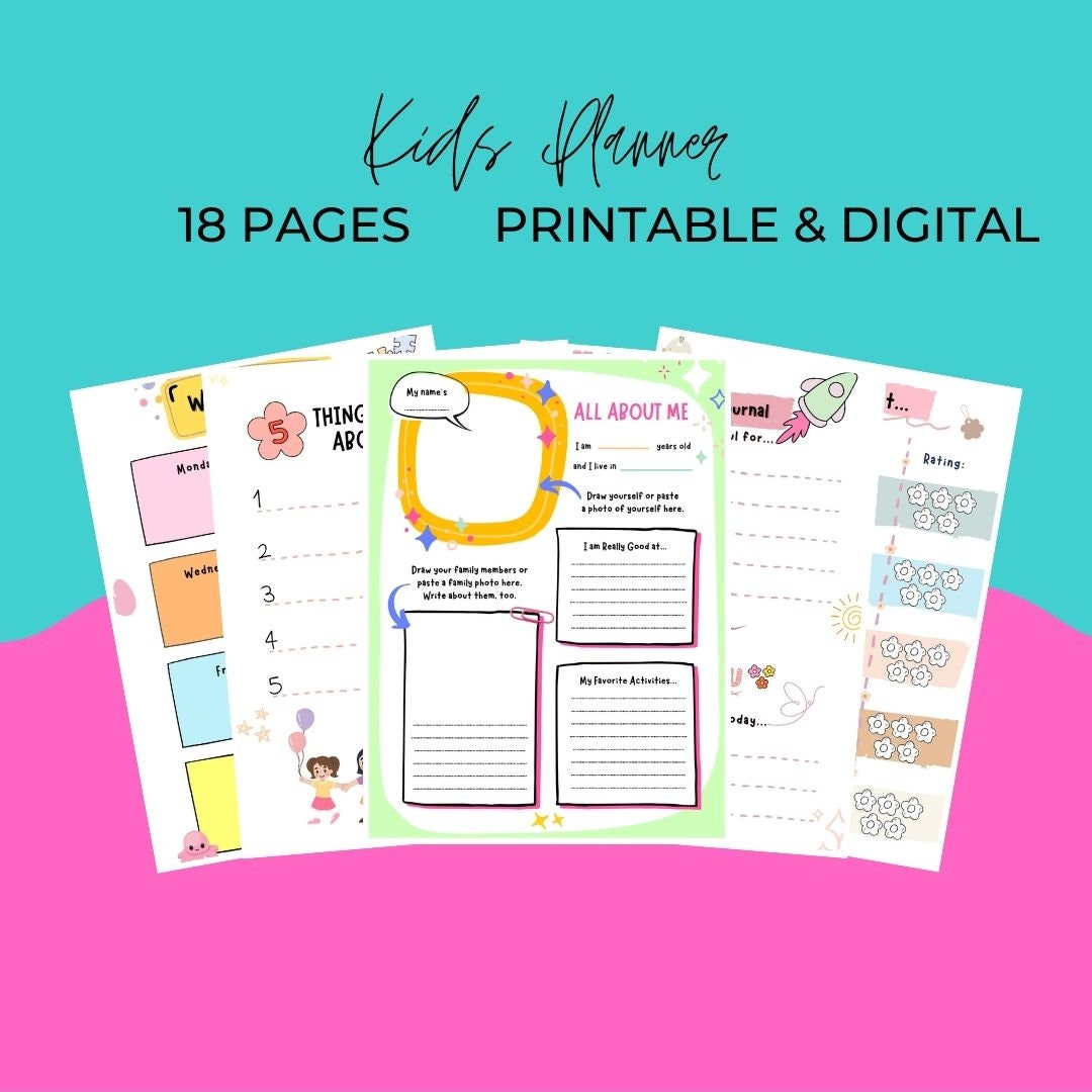 Printable and Editable 18-page Kids Planner Template - Digital Download ...