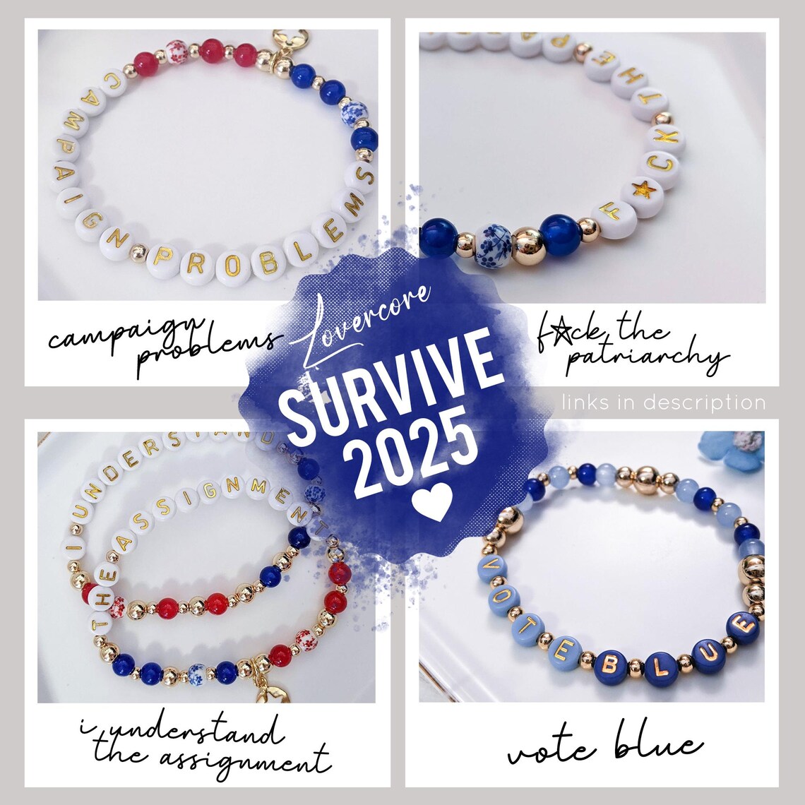 F*ck the Patriarchy | Vote Blue | Beaded Friendship Bracelet | Feminist ...