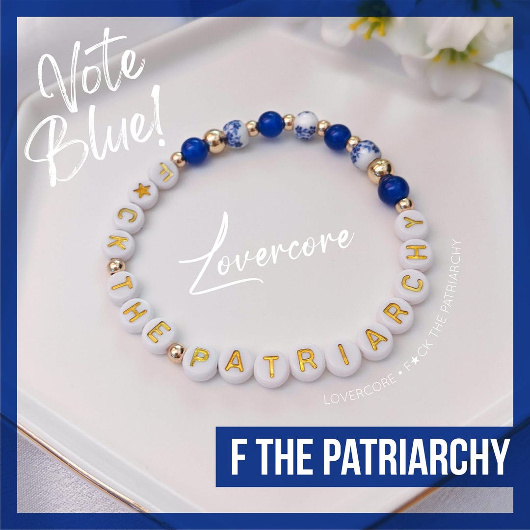 Fck the Patriarchy Vote Blue Beaded Friendship Bracelet Feminist ...