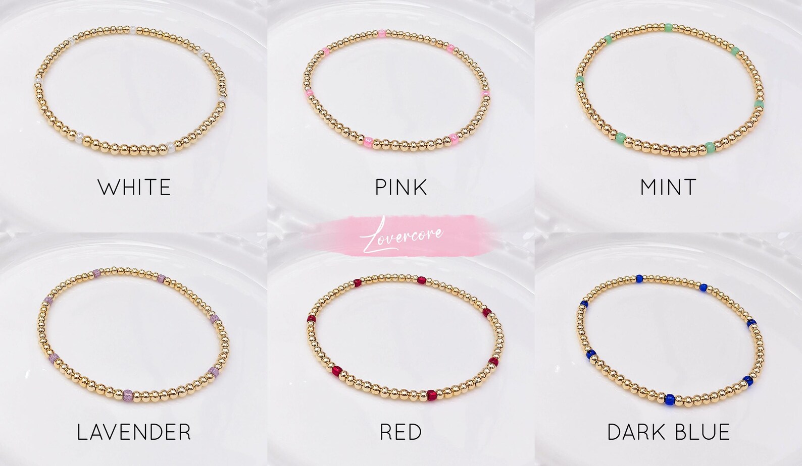 14k Gold Plated Pretty Little Stacker Elastic Bracelets | Dainty ...