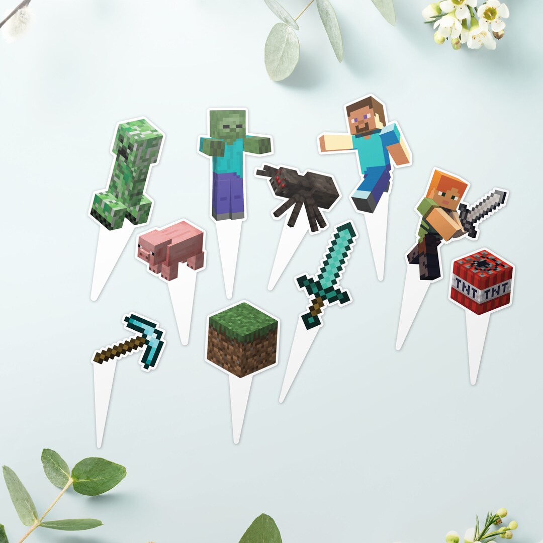 Mini Cake Toppers Set Minecraft 2 - Etsy
