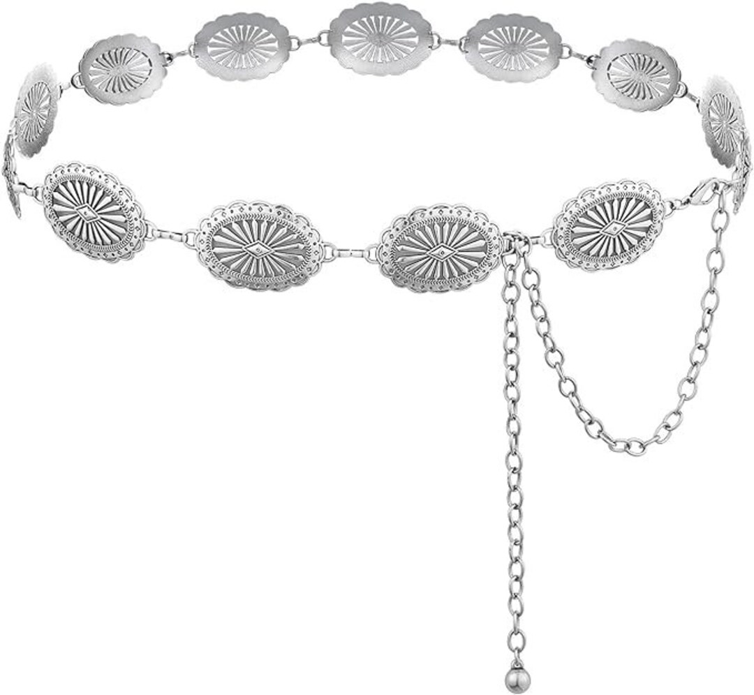 Western Chain Belts for Women Cowgirl Concho Country Belts Metal ...