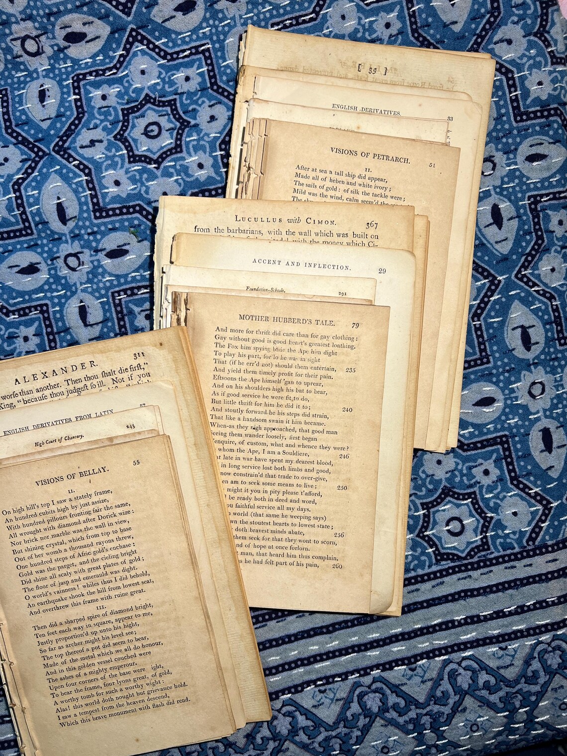 Antique Book Pages Bundle: 1700s-1800s Ephemera for Junk Journals - Etsy