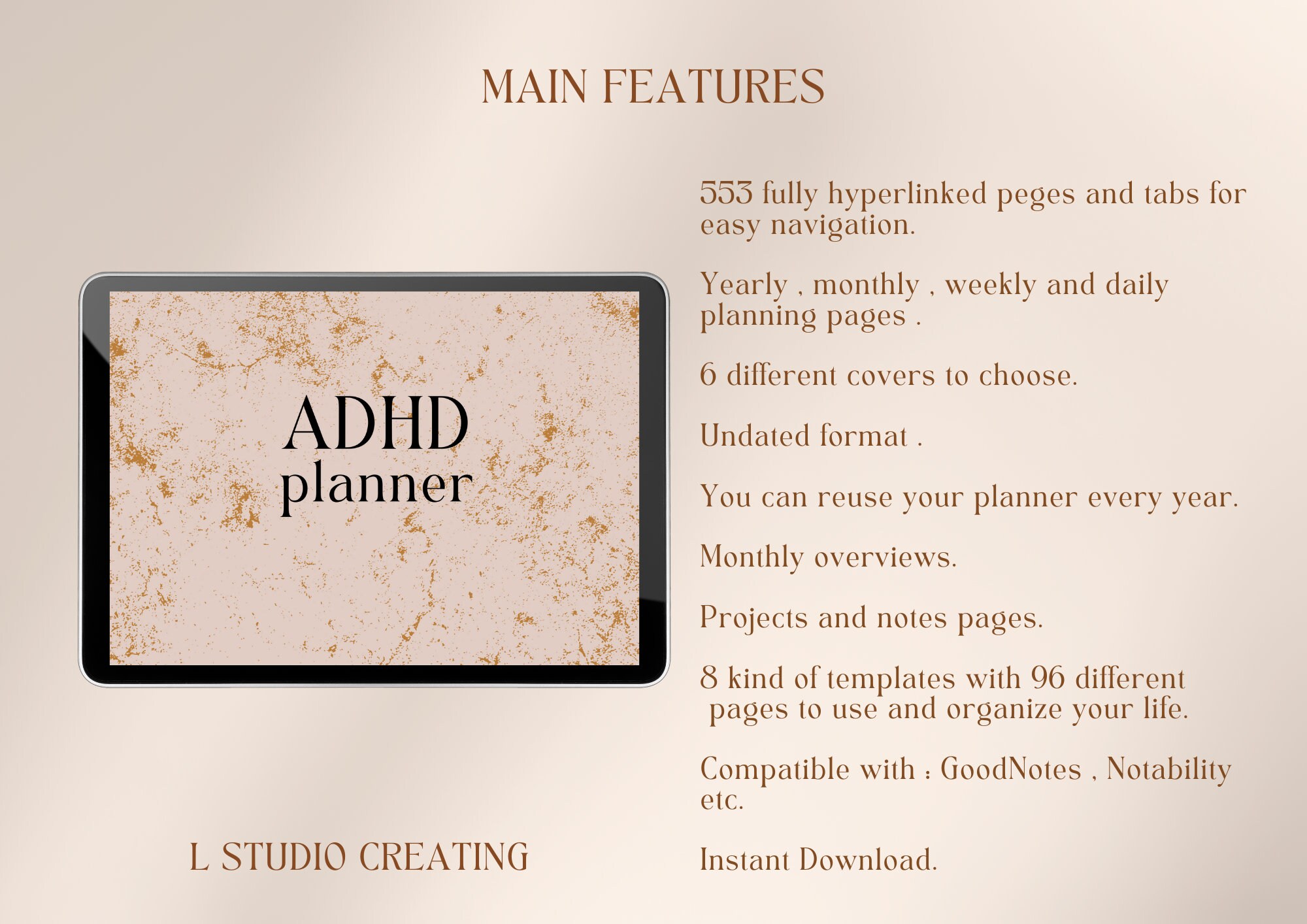 ADHD Digital Planner Undated Digital Planner ADHD Planner - Etsy