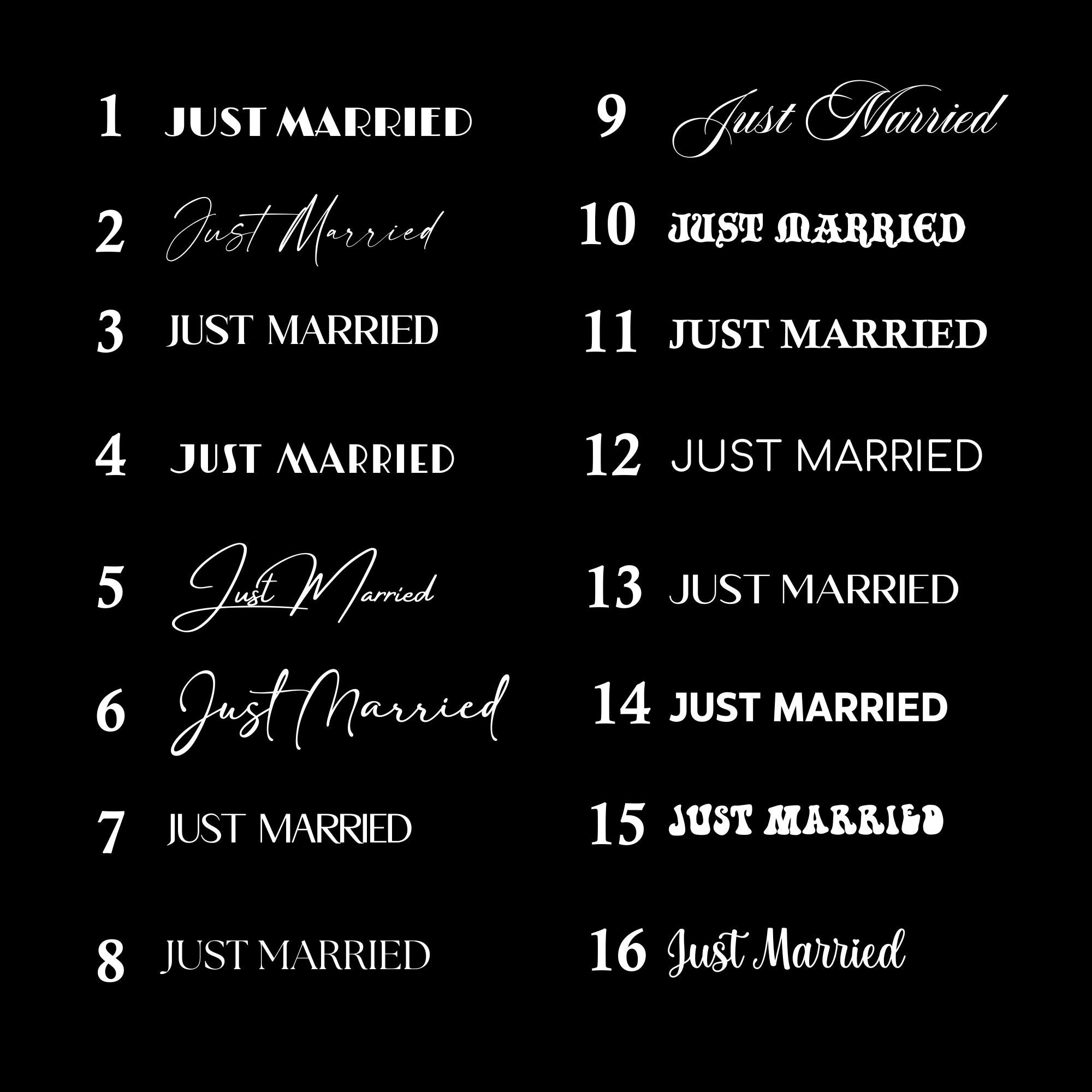 Just Married Sticker Just Married Decal Just Married Vinyl Lettering ...