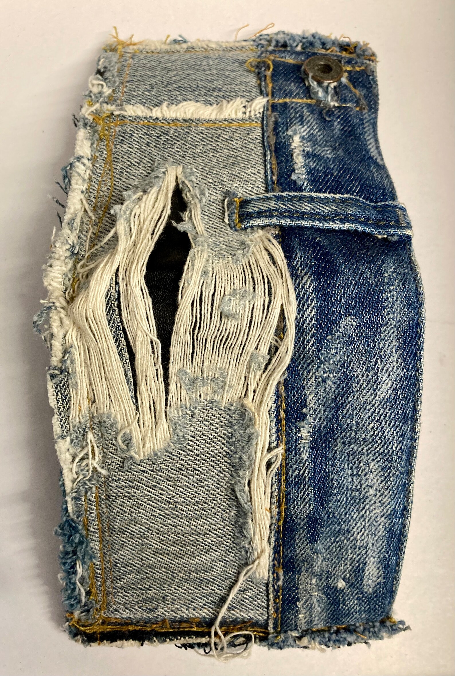 One of a Kind Recycle Leather/denim Funky Wallet Made in New York - Etsy