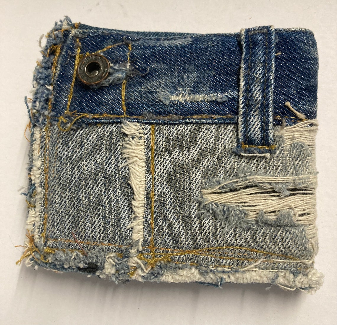 One of a Kind Recycle Leather/denim Funky Wallet Made in New York - Etsy