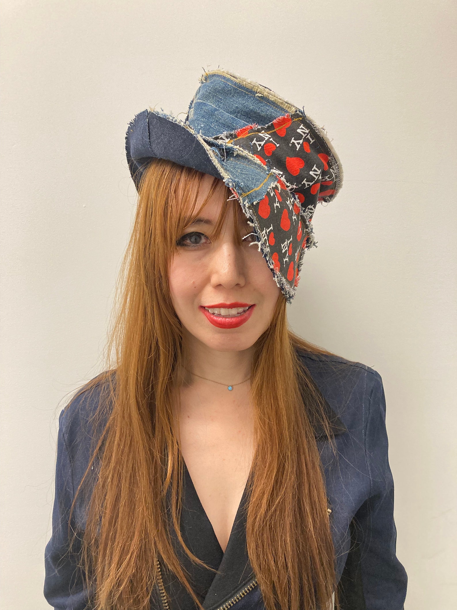 I LOVE NY Denim Fedora/bucket Deconstructed Hat Avante Garde One of a ...