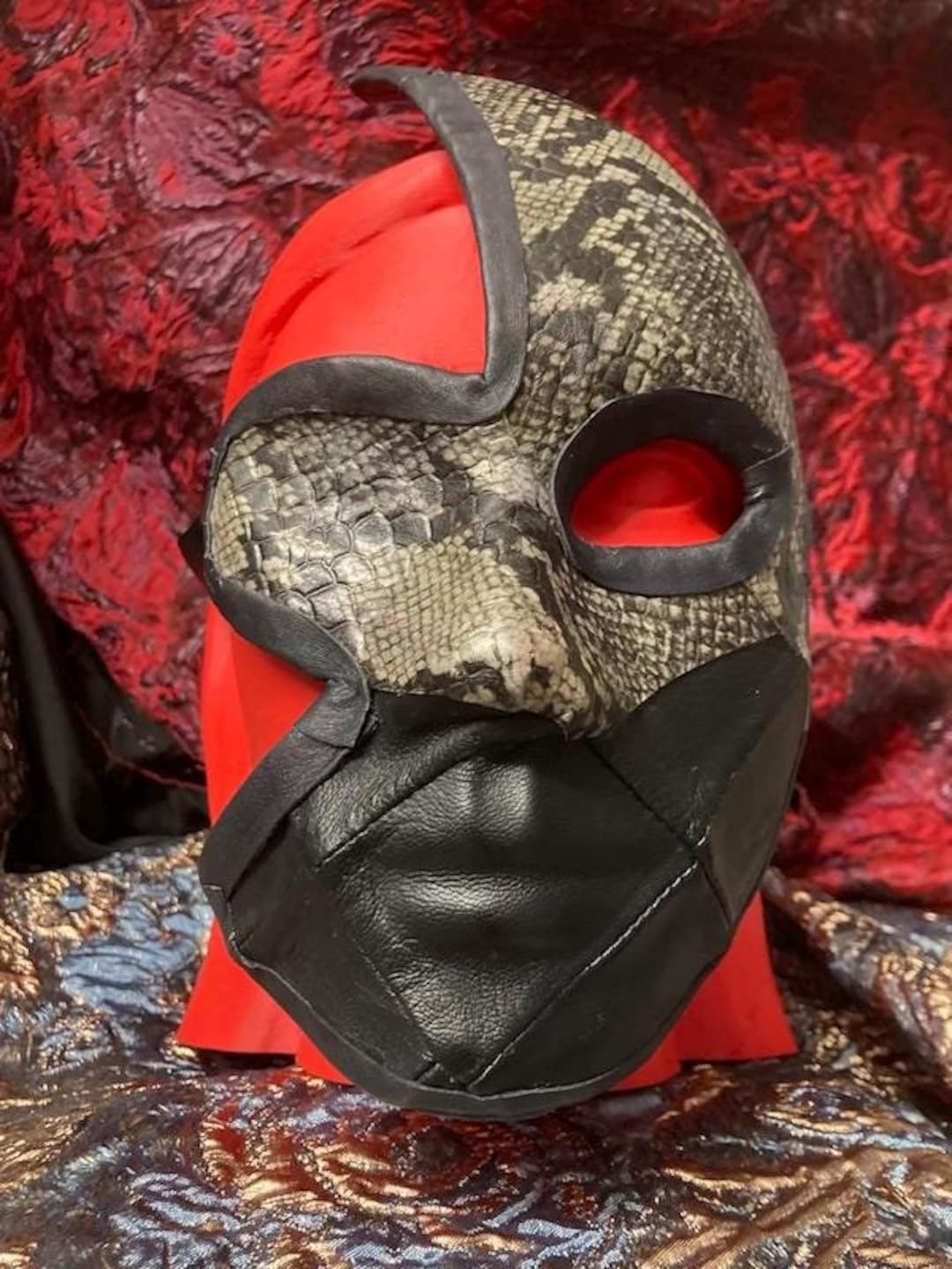 Leather Snake Print Masquerade Mask Halloween One of a Kind Collectible ...