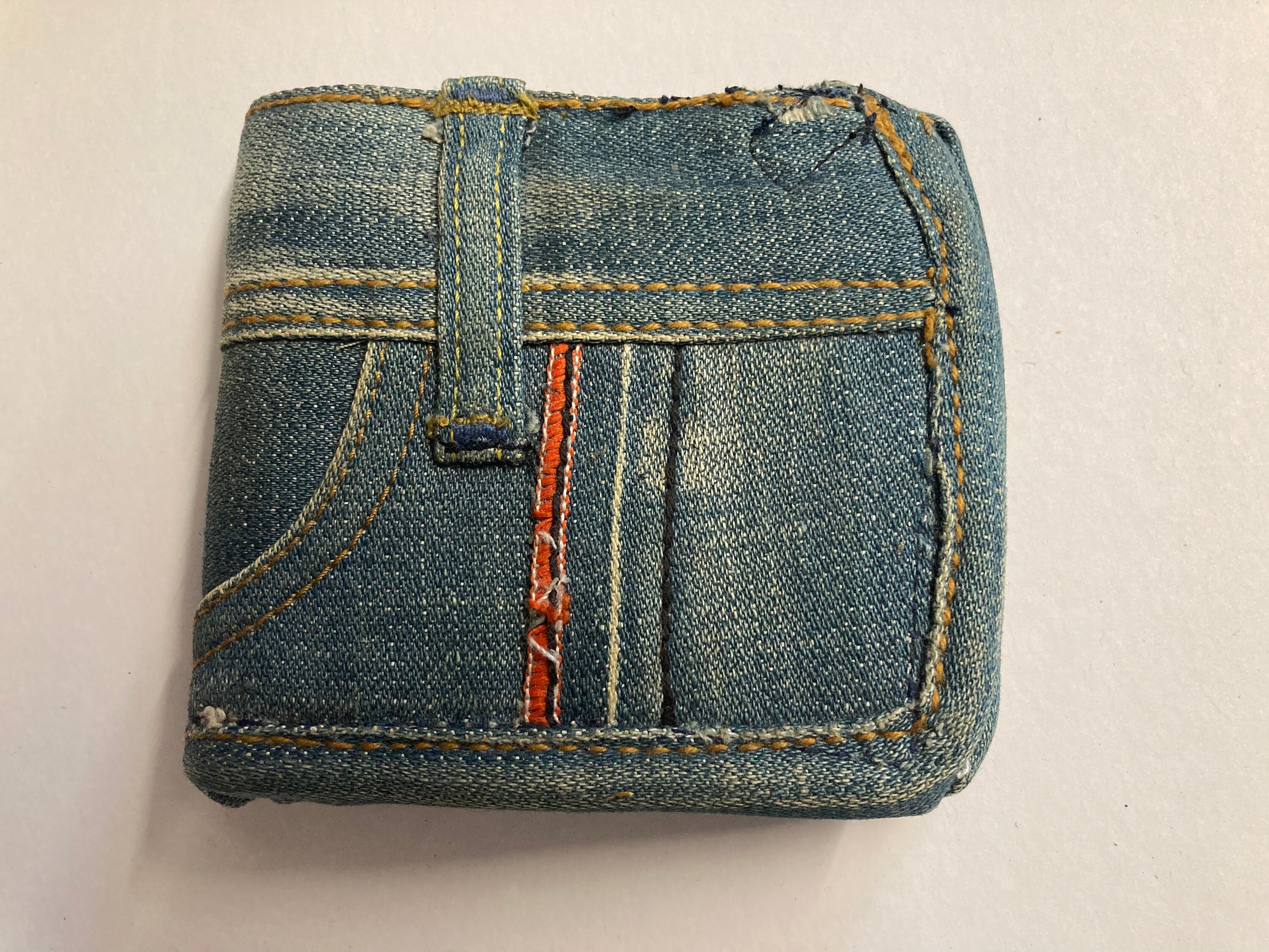 One of a Kind Recycle Funky Leather/denim Wallet Made in New York - Etsy