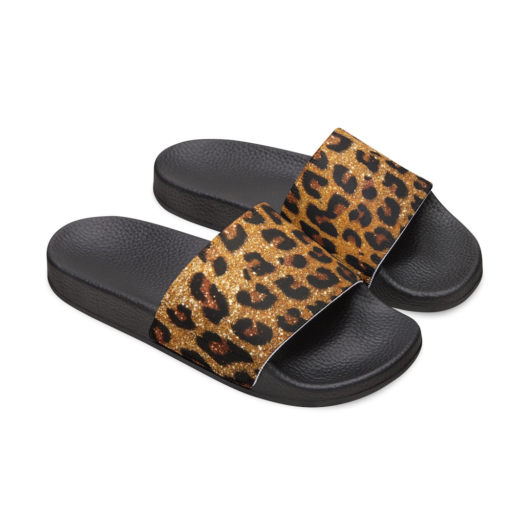 P-5 Leopard Print Lightweight PU Slide Sandals Exotic Style for Women's ...