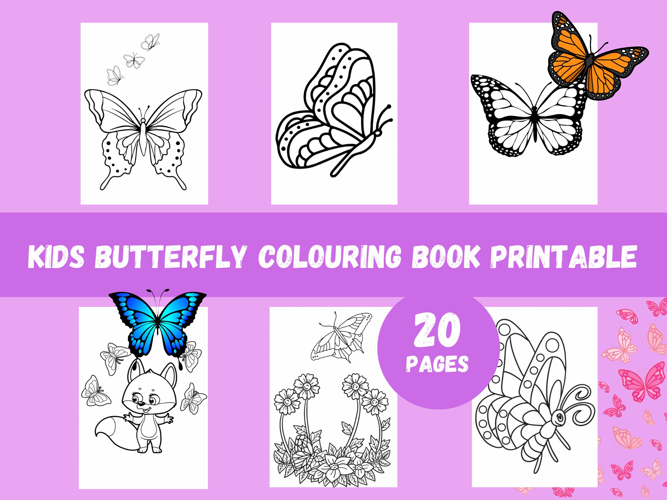 Kids Butterfly Colouring in Book Printable - Etsy