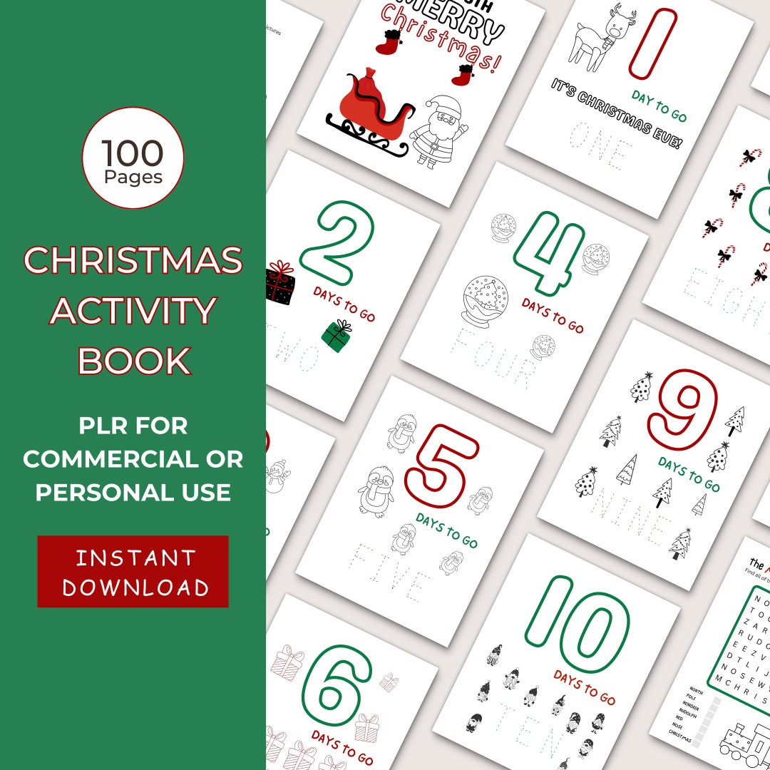 PLR Christmas Activity Book, Holiday Coloring Book, Christmas Games ...