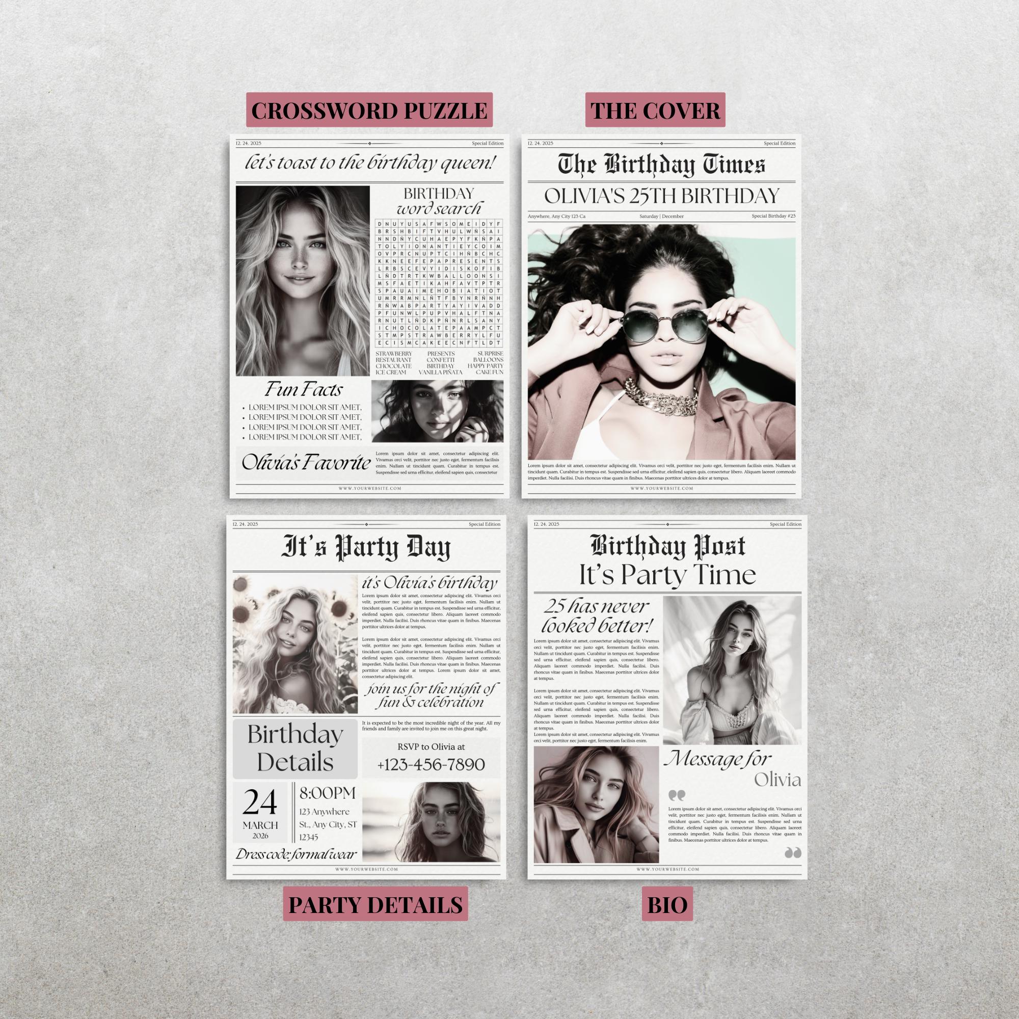 PLR Birthday Newspaper, Personalized Birthday Gift, Custom Newspaper ...