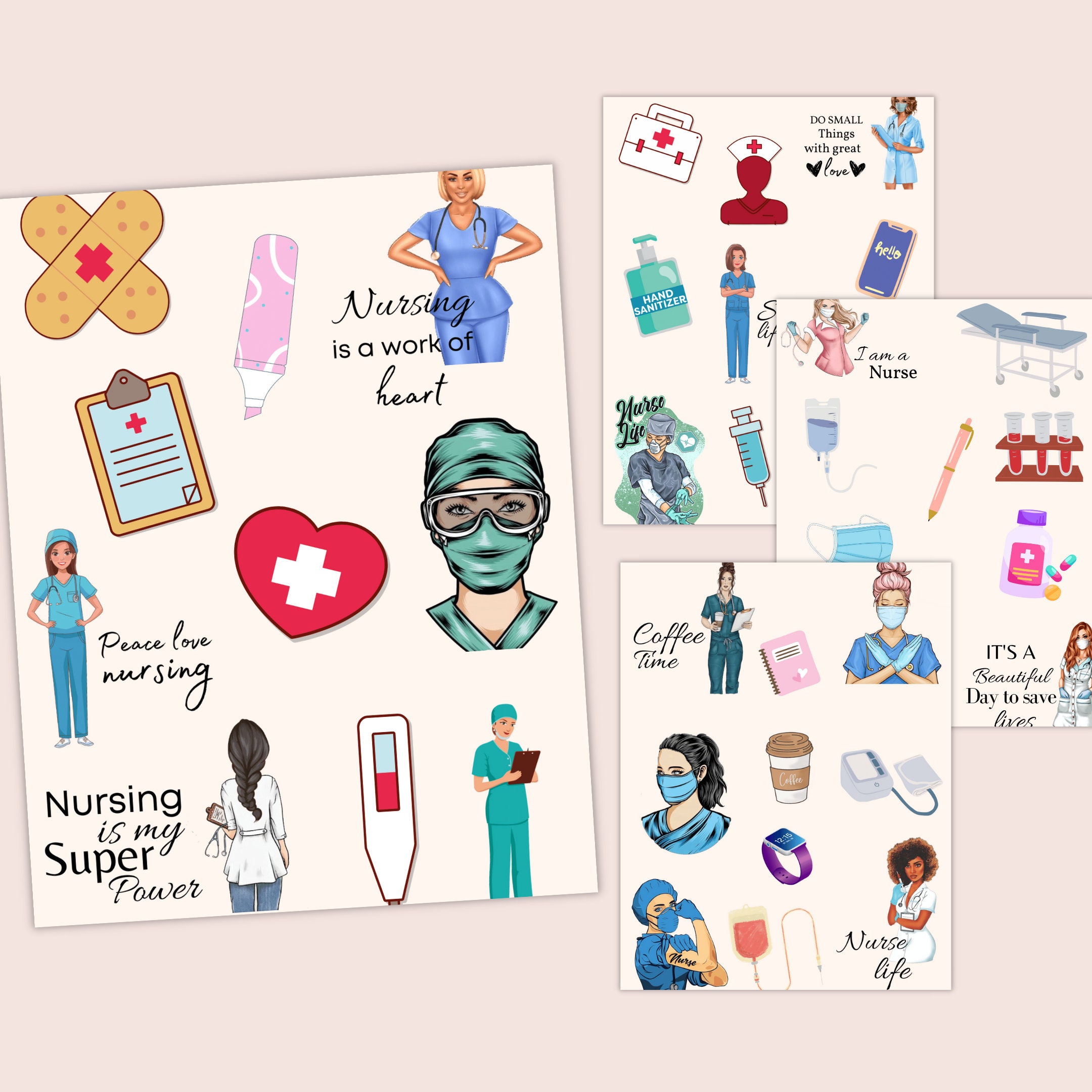 PLR Nurse Digital Stickers, Medical Planner Stickers, Healthcare ...