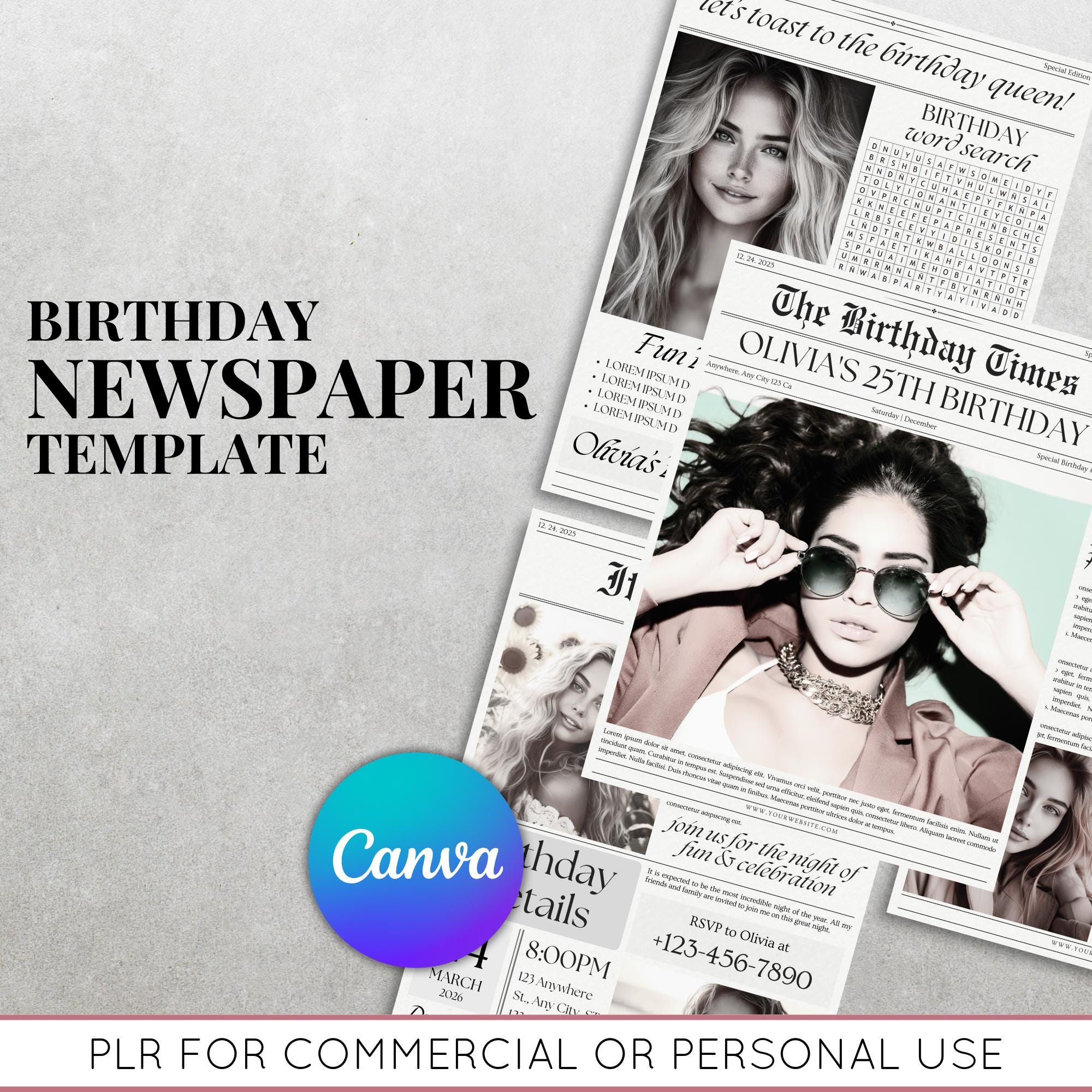PLR Birthday Newspaper, Personalized Birthday Gift, Custom Newspaper ...