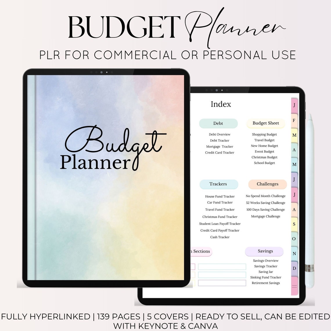 PLR Digital Budget Planner, Finance Tracker, Finance Planner, Digital ...