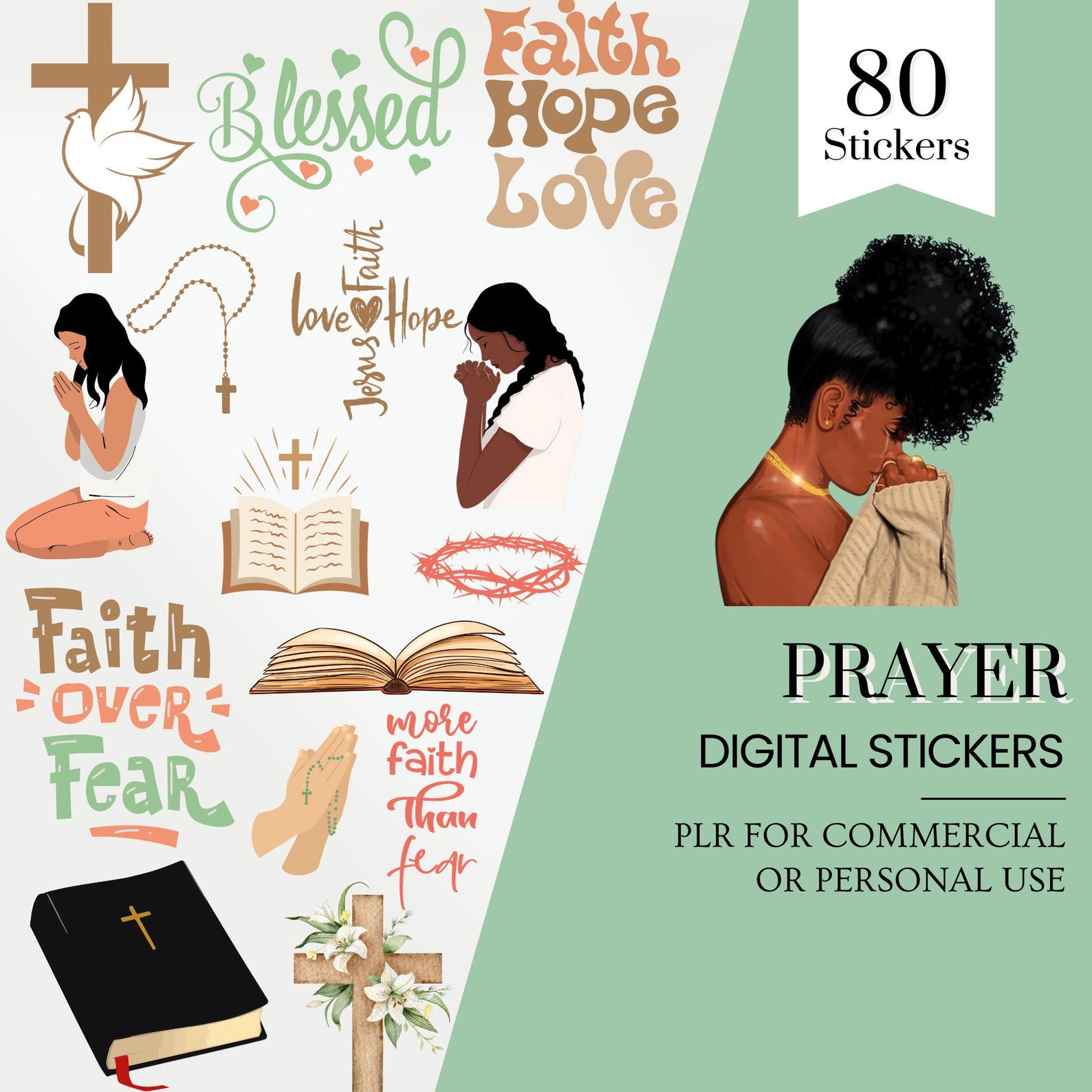 Faith Digital Planner Stickers: Prayer Goodnotes Stickers (PLR) - Etsy