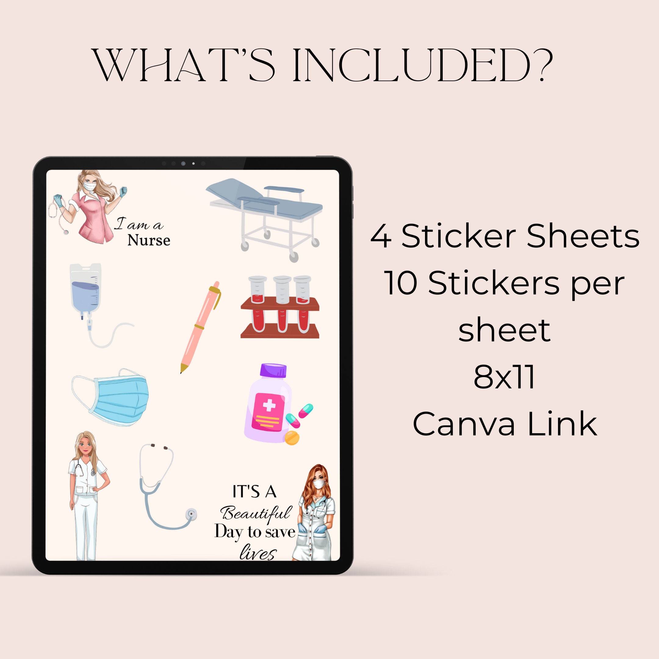 PLR Nurse Digital Stickers, Medical Planner Stickers, Healthcare ...