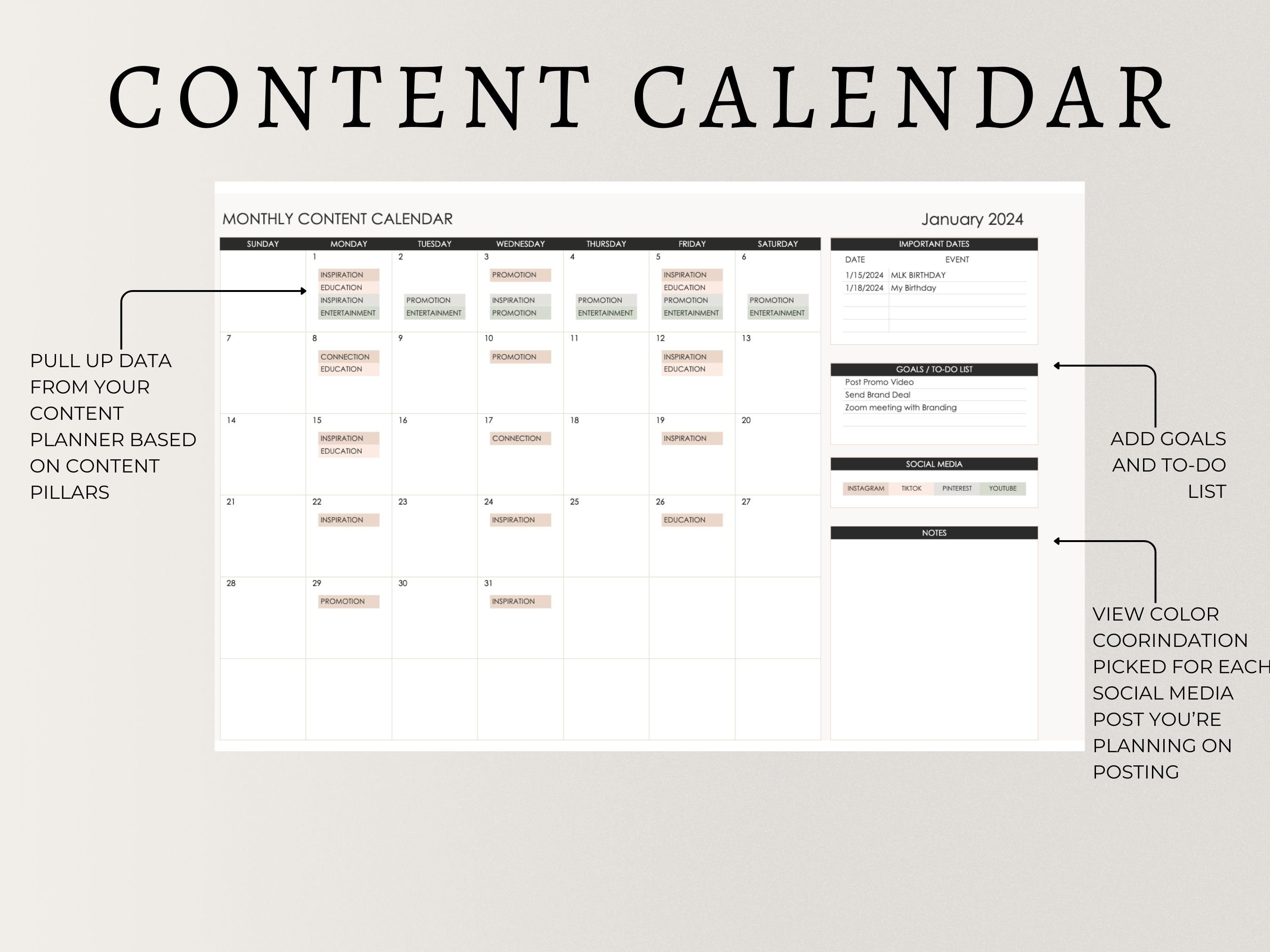 PLR Social Media Content, Calendar Google Sheets, Digital Content ...