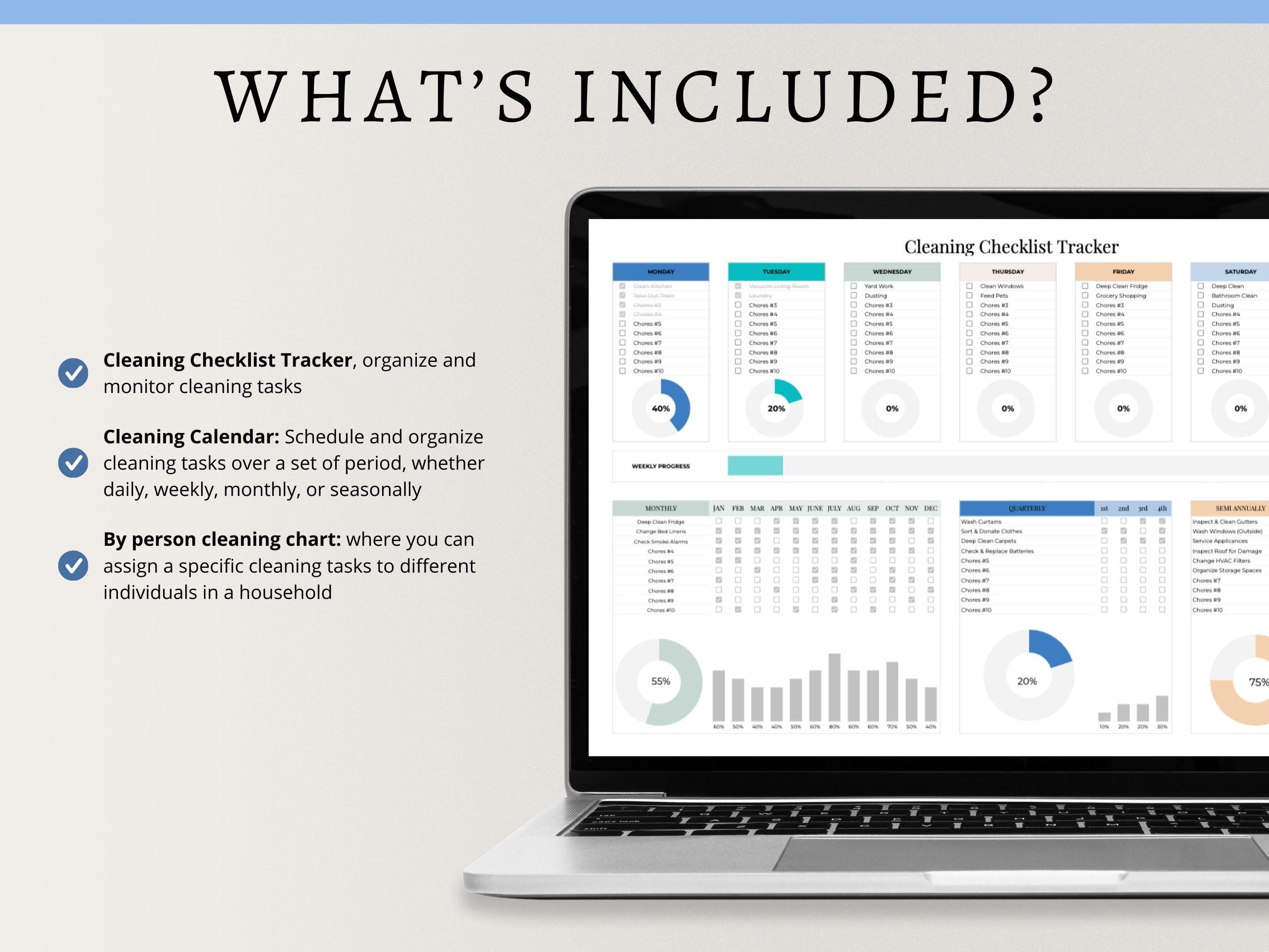 PLR Cleaning Checklist Google Spreadsheet, Organize by Person and ...