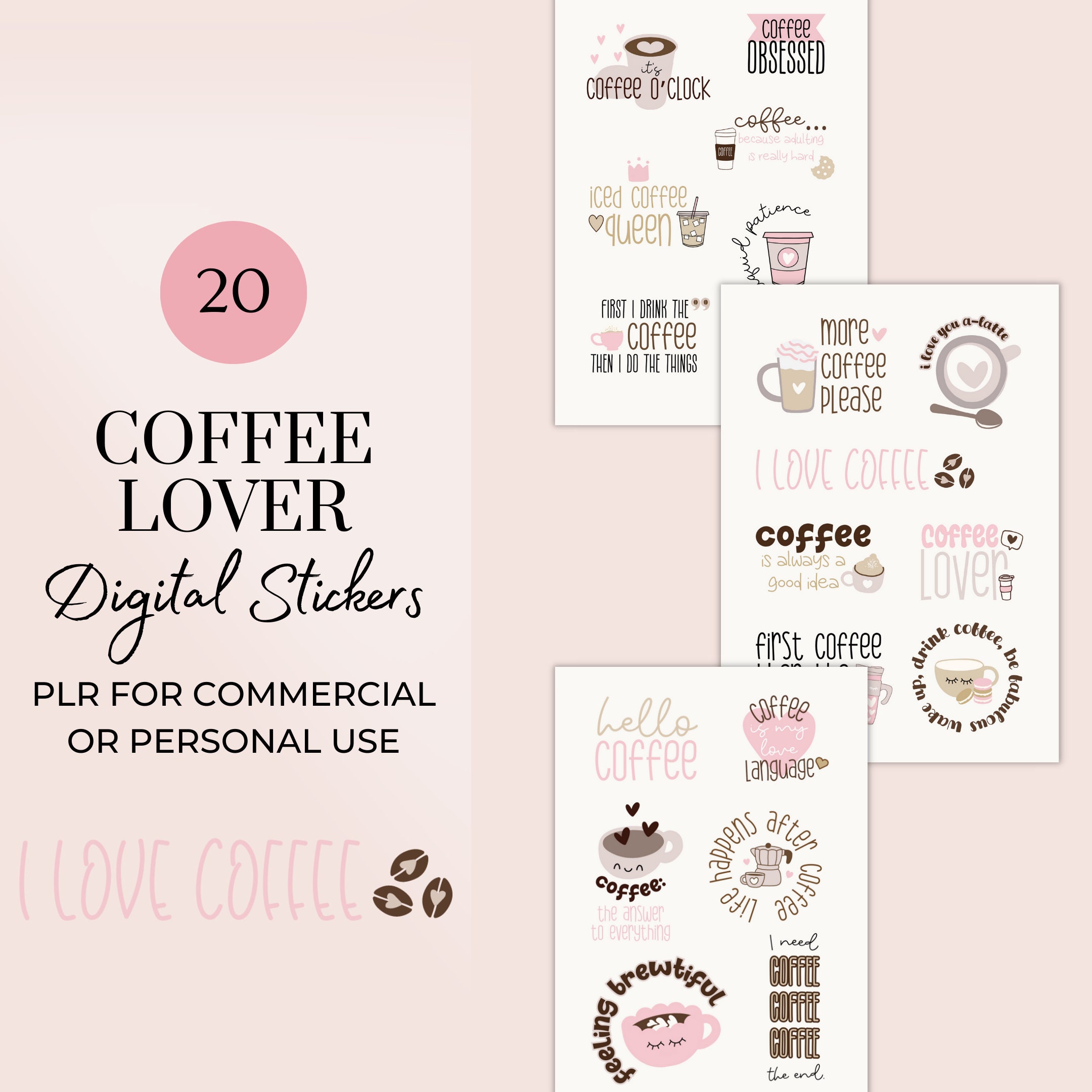 PLR Coffee Lover Stickers, Goodnotes Stickers, Coffee Stickers, Digital ...