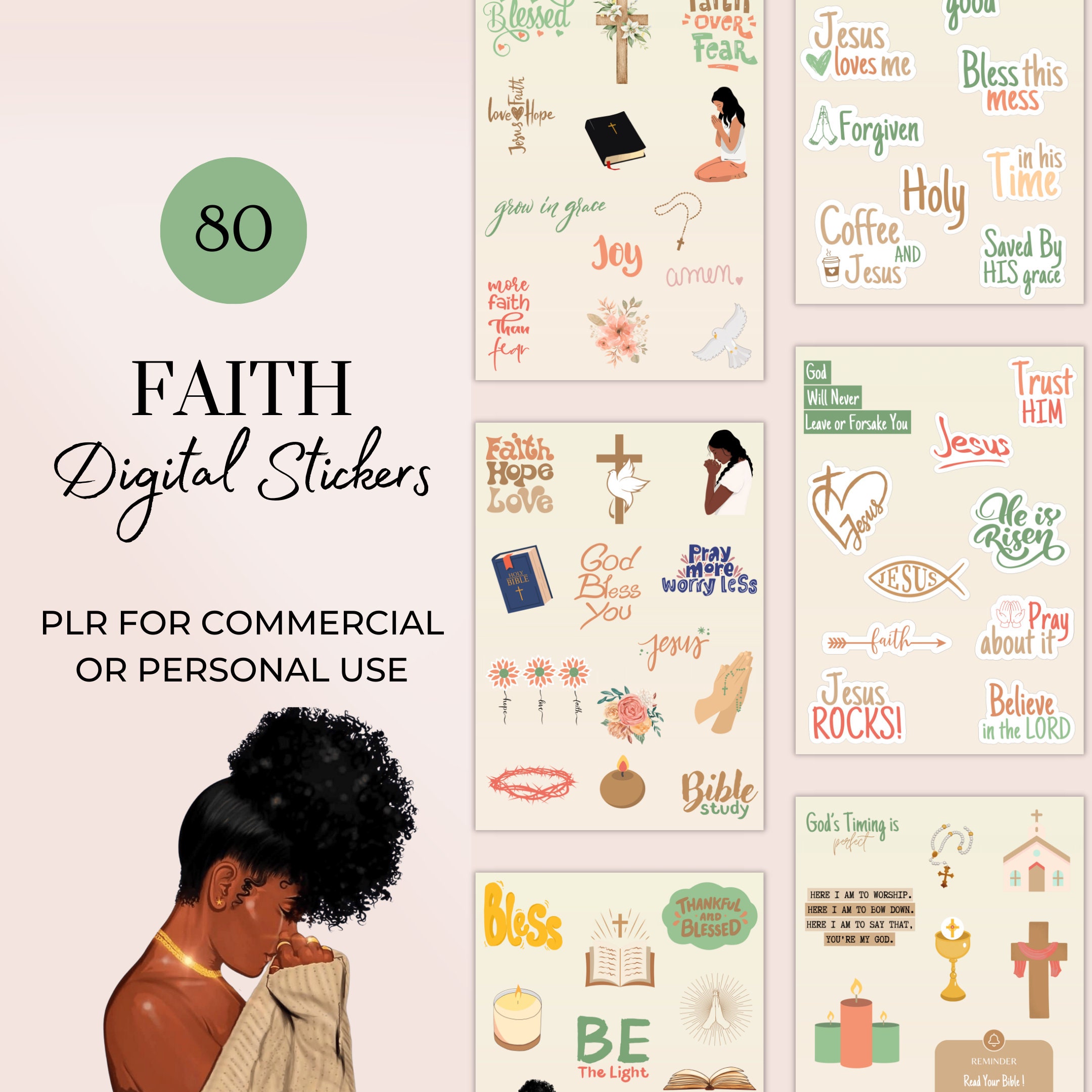 PLR Faith Digital Planner Stickers, Digital Sticker Book, Goodnotes ...